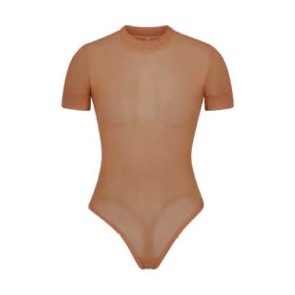 SKIMS | Tops | New Skims By Kim Kardashian Summer Mesh Sheer Tshirt Bodysuit In Sienna Medium ...